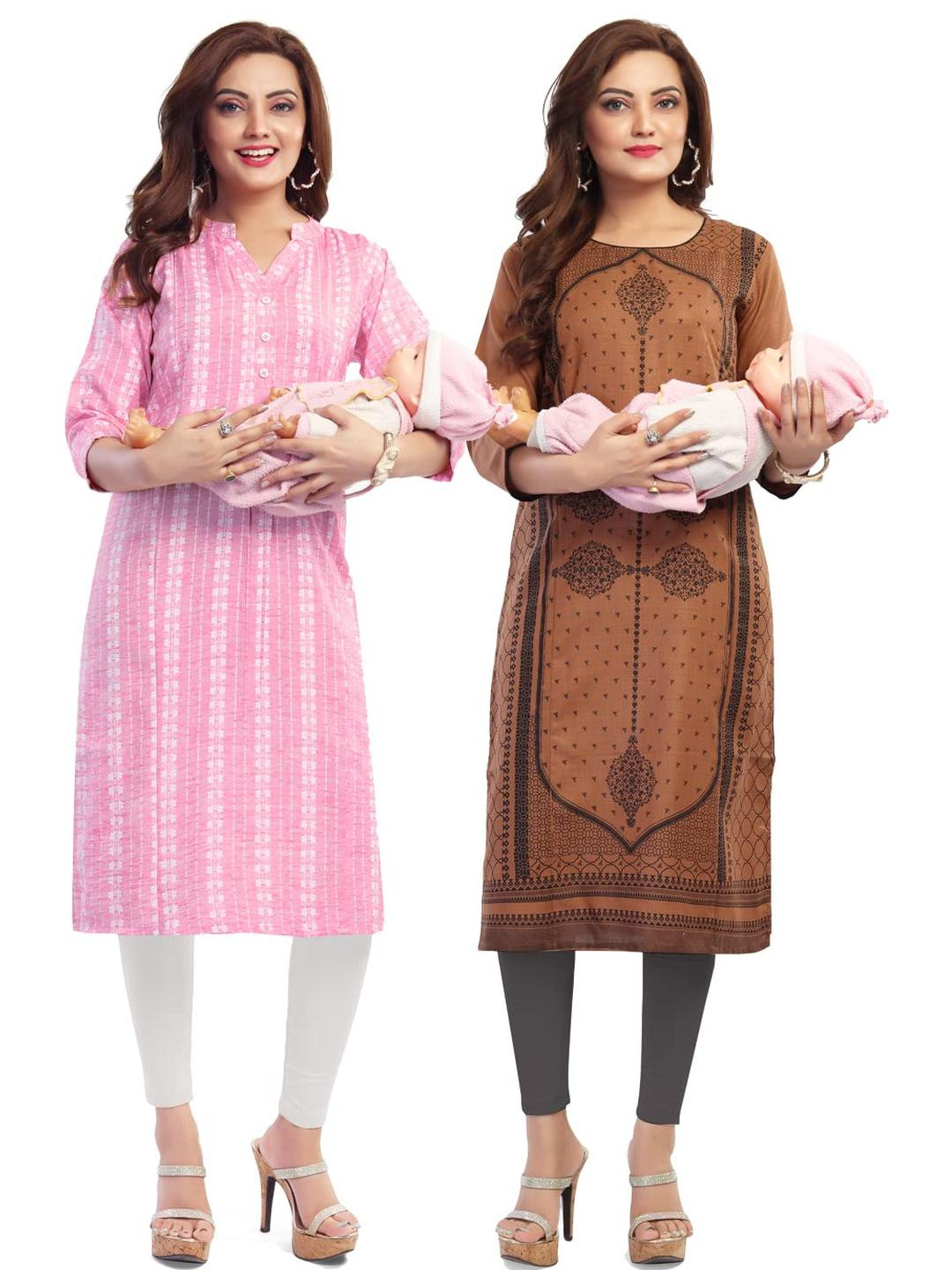 Buy Mom&Bae Women Pink Cotton Blend Kurtis - Kurtis for Women 35506521 ...