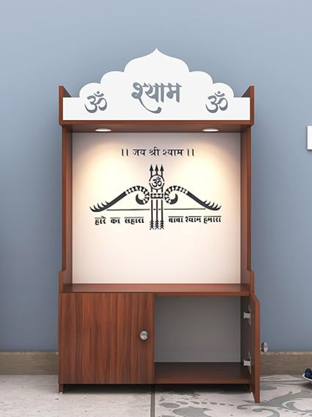 Buy ANIKAA White Engineered Wooden LED Light Home Temple - Home Temple ...