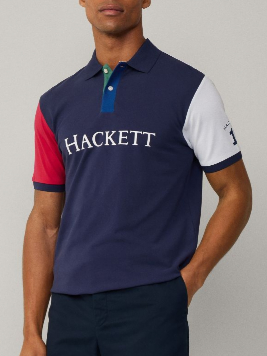Buy HACKETT LONDON Men Typography Printed Polo Collar Cotton T Shirt ...