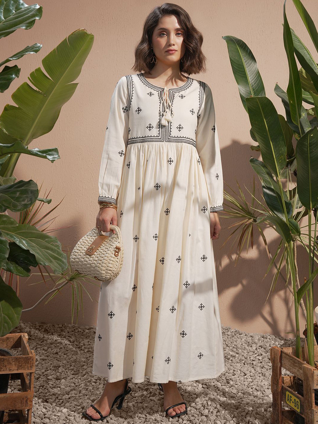 Buy Vara By Vishudh Women Embroidered Maxi Dress - Dresses for Women ...