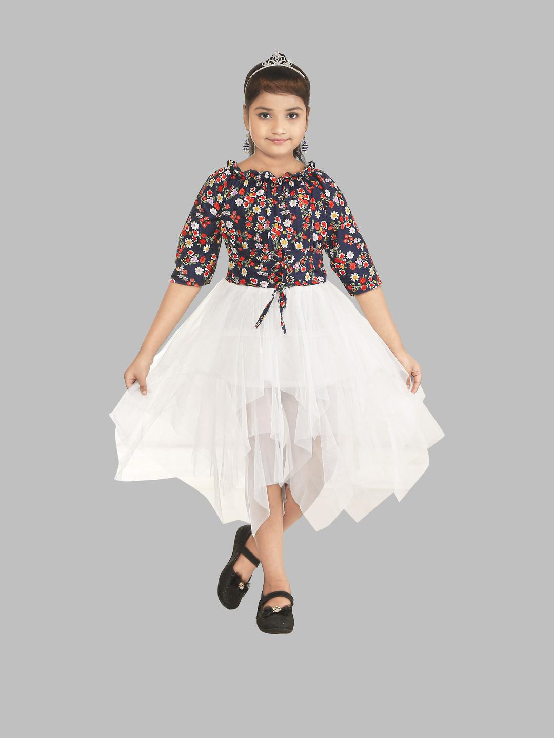 Buy Nickys Disegno Floral Print Net Fit & Flare Midi Dress - Dresses ...