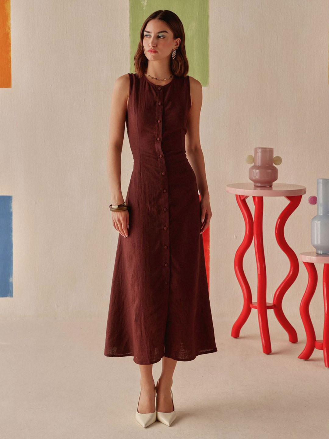 Buy Sage By Mala Rhea Women Fit & Flare Midi Dress - Dresses for Women ...