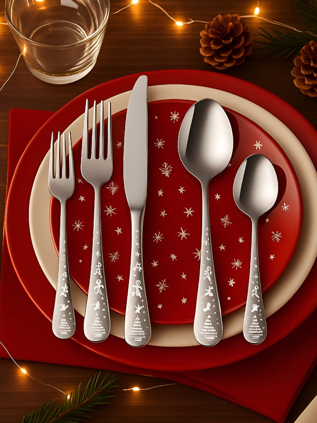 Buy Myntra Elegant Homes 20 Pcs Silver Toned Sterling Silver Silverware ...