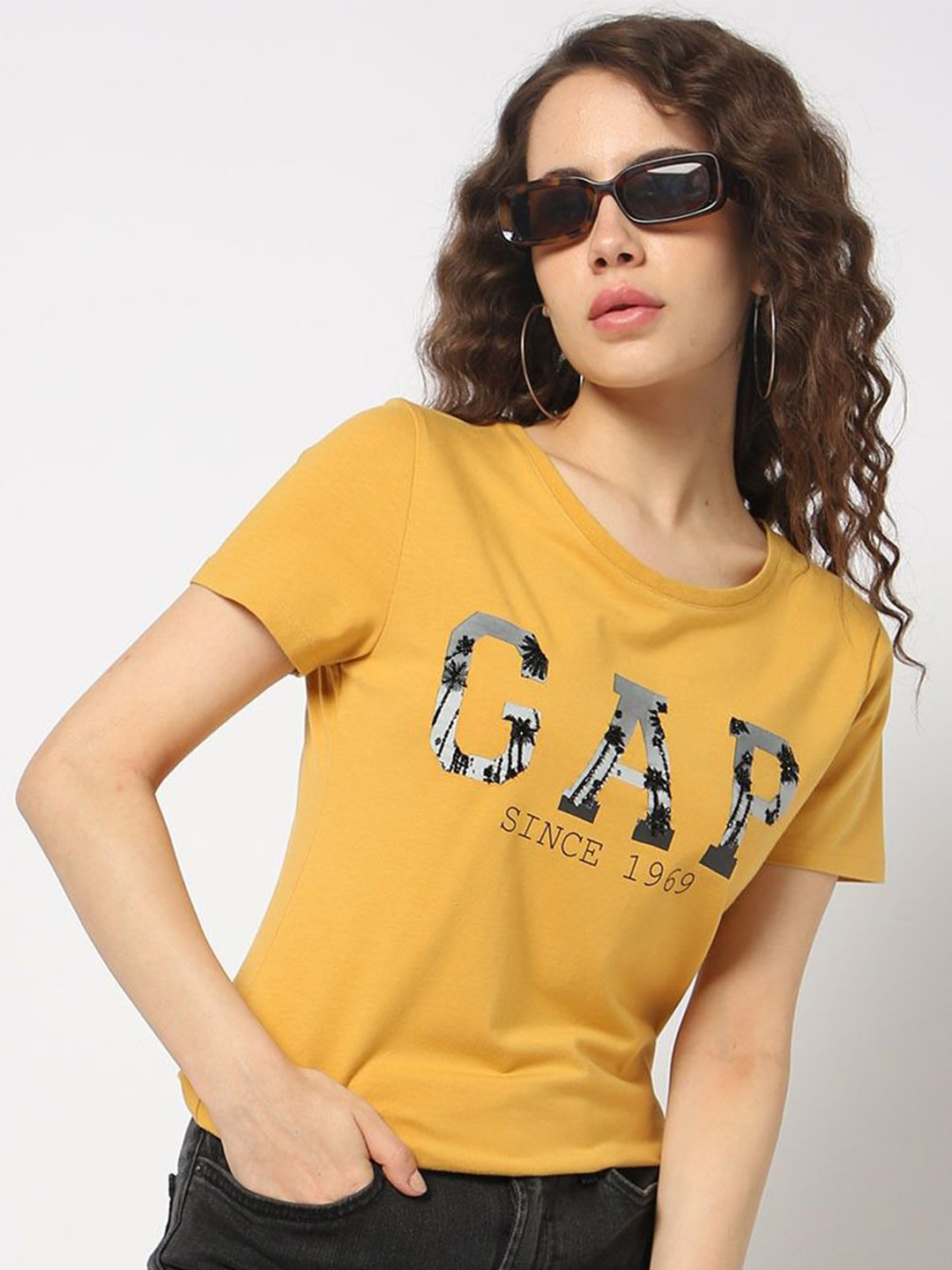 Buy GAP Women Brand Logo Printed Round Neck Cotton T Shirt - Tshirts ...