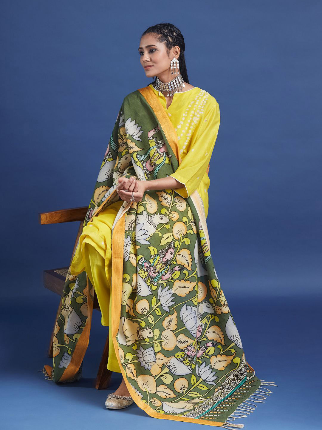 Buy Taavi Kalamkari Printed Pure Cotton Dupatta - Dupatta for Women ...