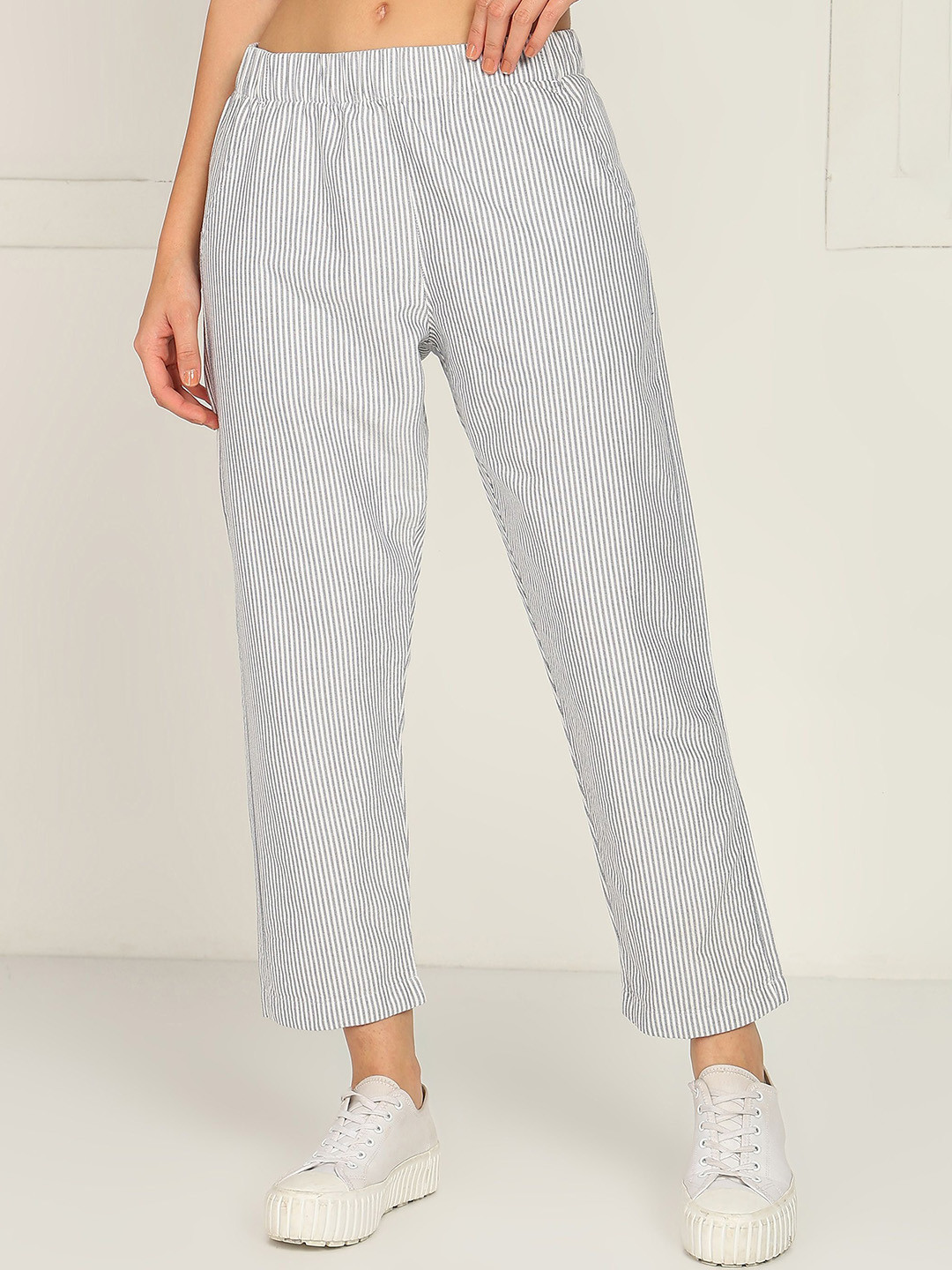 Buy Alan Jones Women Striped Relaxed Trousers - Trousers for Women ...