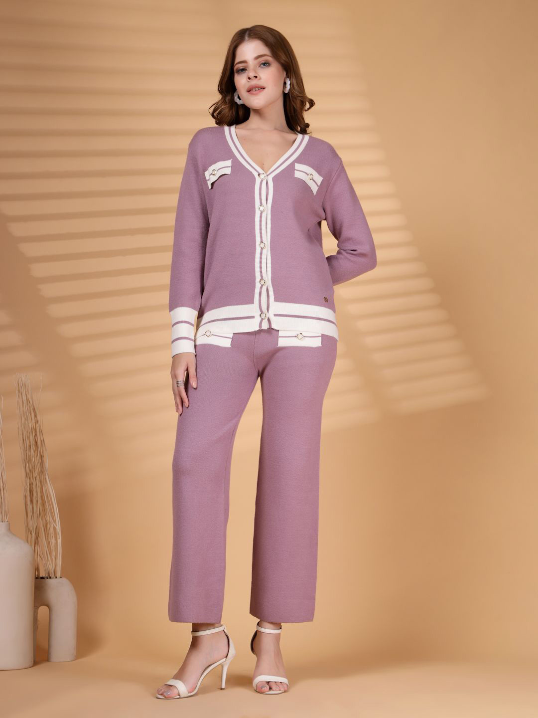 Buy Juelle V Neck Sweater With Trousers Co Ords - Co Ords for Women ...