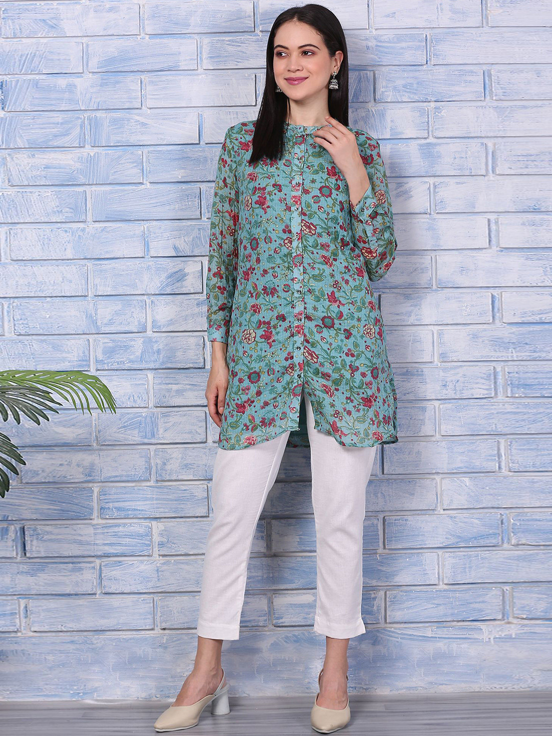 Buy W Women Printed Mandarin Collar Tunic - Tunics for Women 35008620 ...