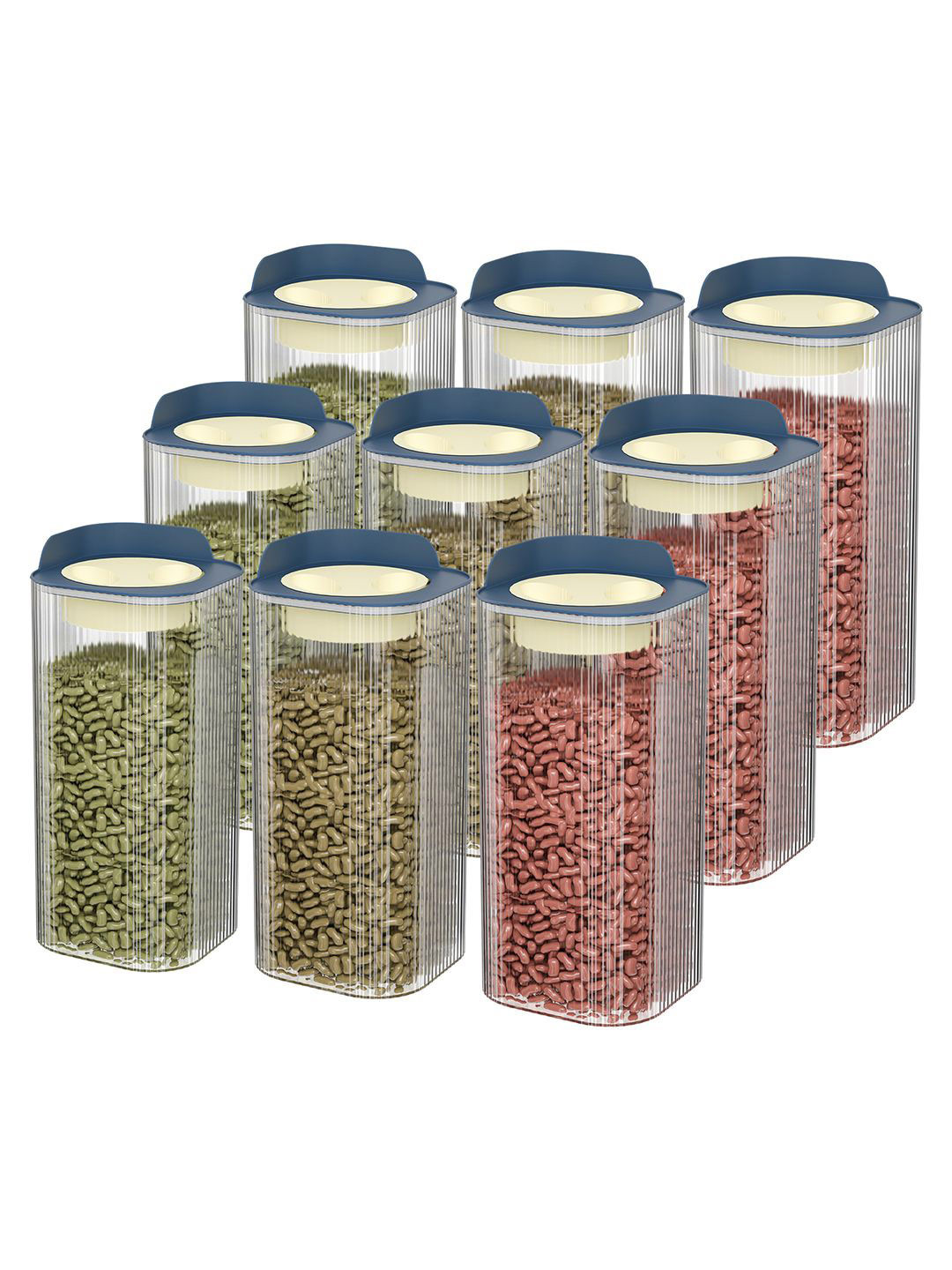 Buy Kuber Industries Blue & Transparent 9 Pieces Airtight Jar ...