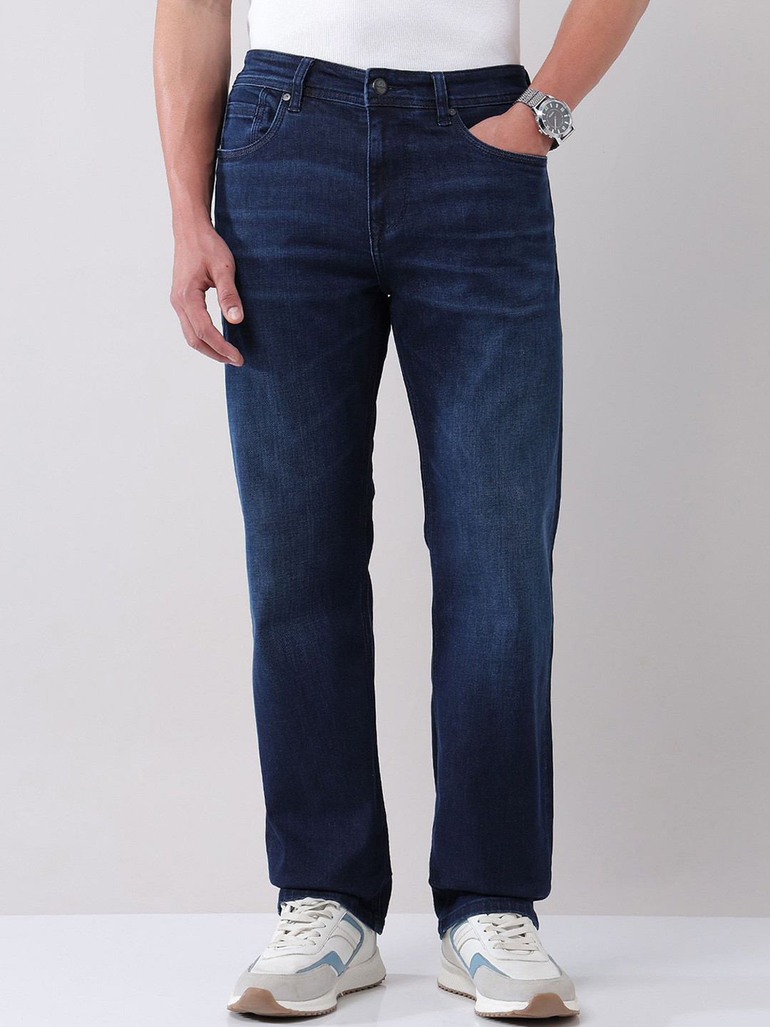 Buy AD By Arvind Men Slim Fit Mid Rise Light Fade Jeans - Jeans for Men ...