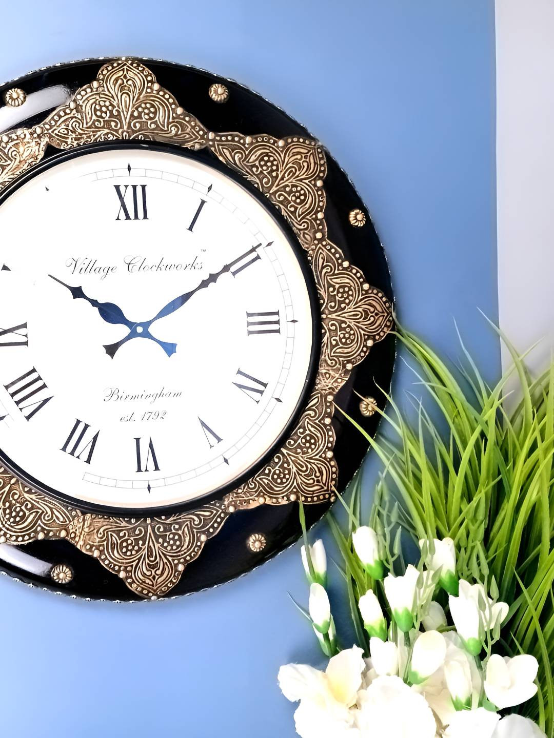 Buy Apka Mart Black & Beige Embellished Vintage Wall Clock - Clocks for ...