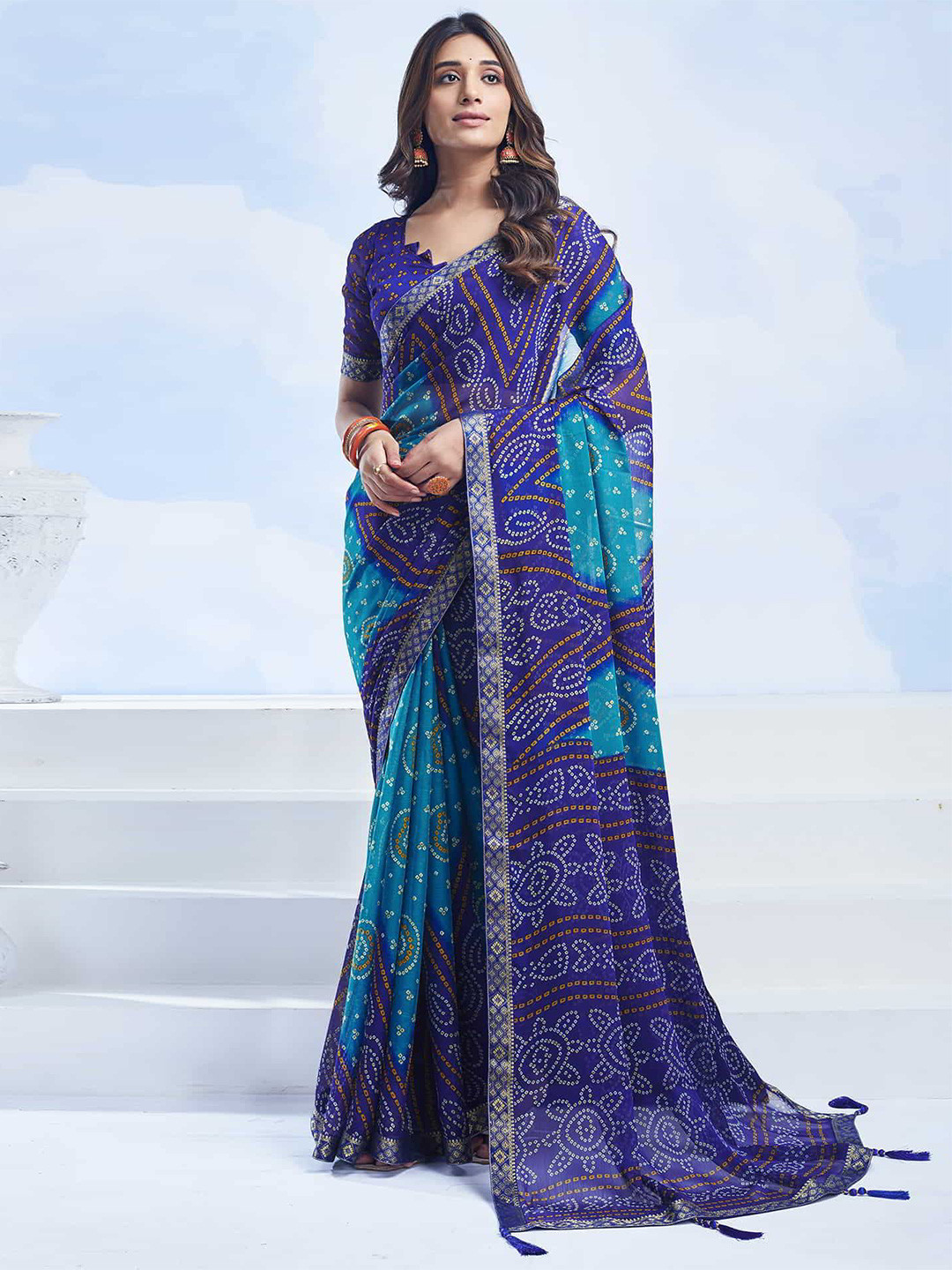 Buy HERE&NOW Bandhani Pure Chiffon Saree - Sarees for Women 34668562 ...