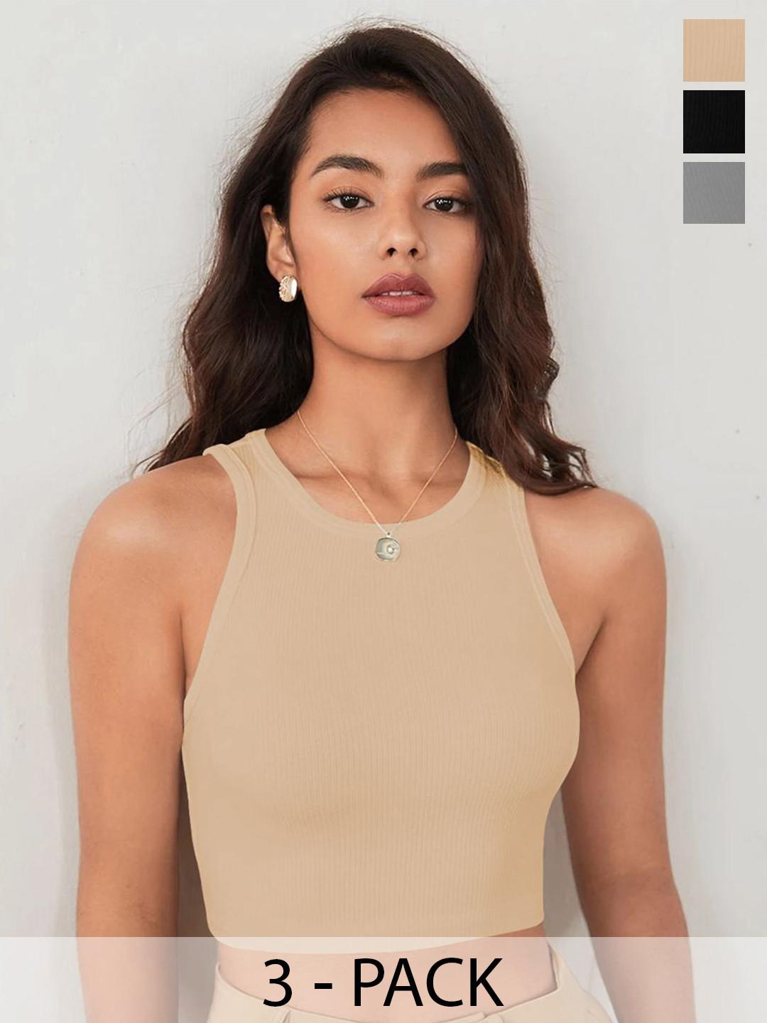 Buy TOOCHKI Pack Of 3 Solid Body Hugging Lycra Tank Crop Top - Tops for Women 35110219 | Myntra