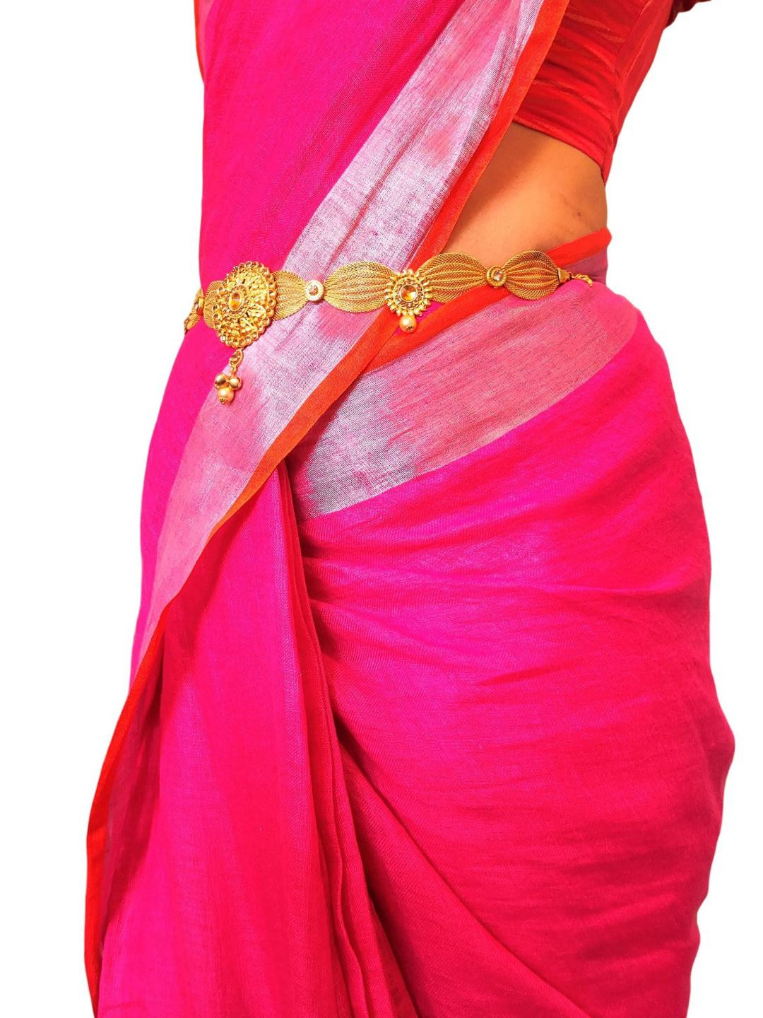 Buy WomenSky Women Gold Waist Chain Saree Accessories - Saree ...
