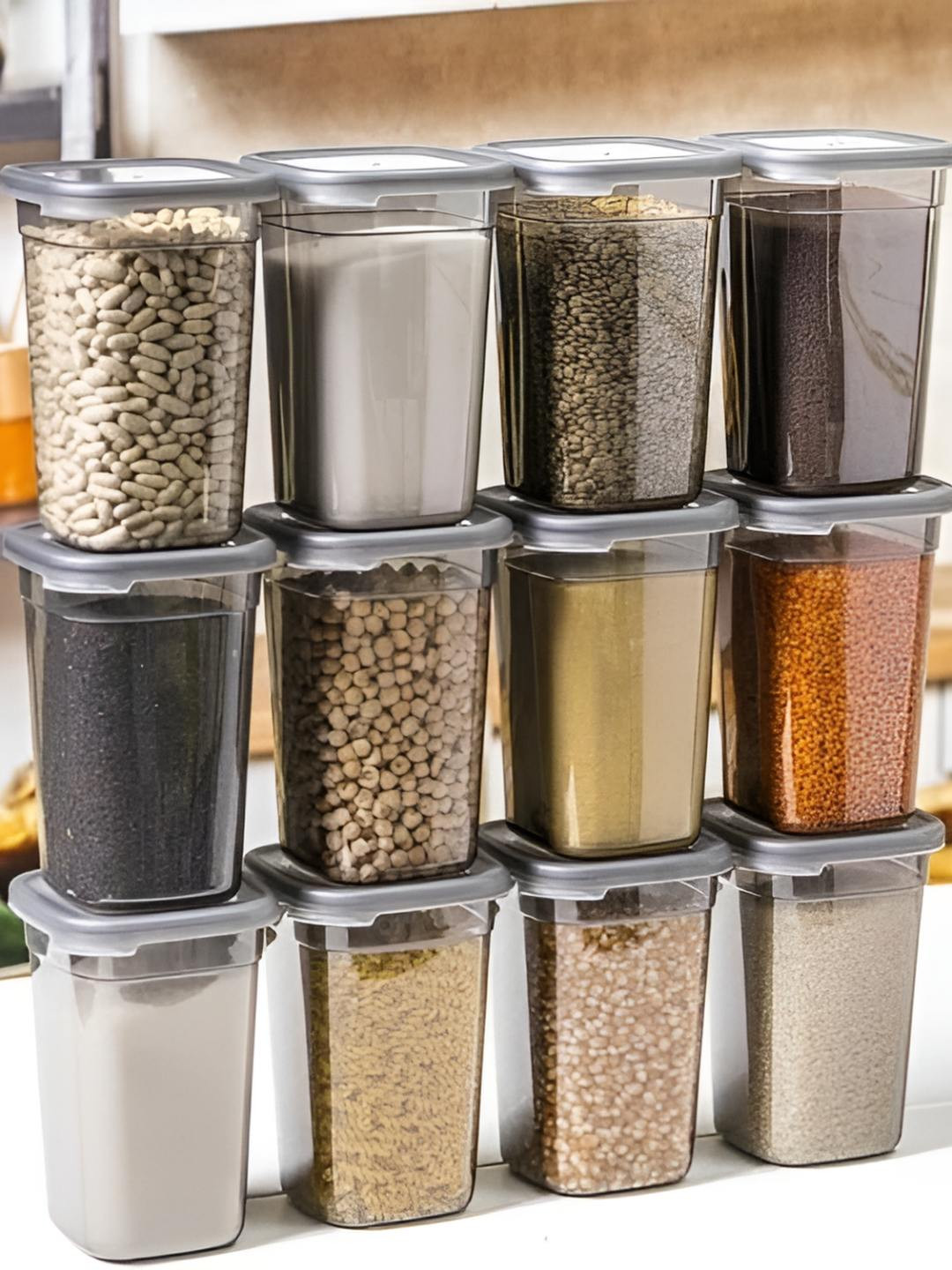 Buy RK EMPIRE 12 Pieces Grey Plastic Air Tight Jar Containers ...