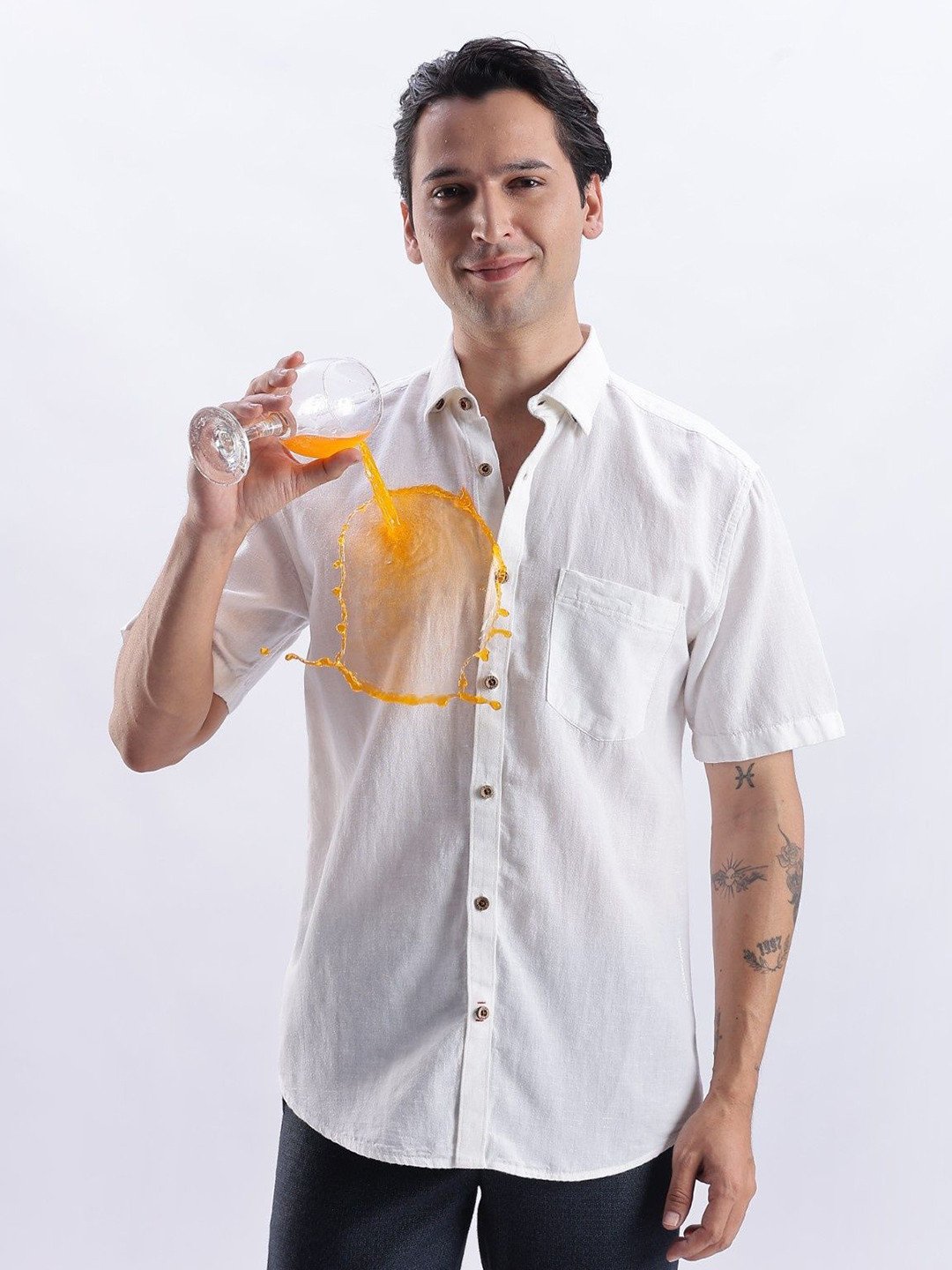 Buy TURMS Men Stain And Water Repellent Anti Odor Button Down Collar ...