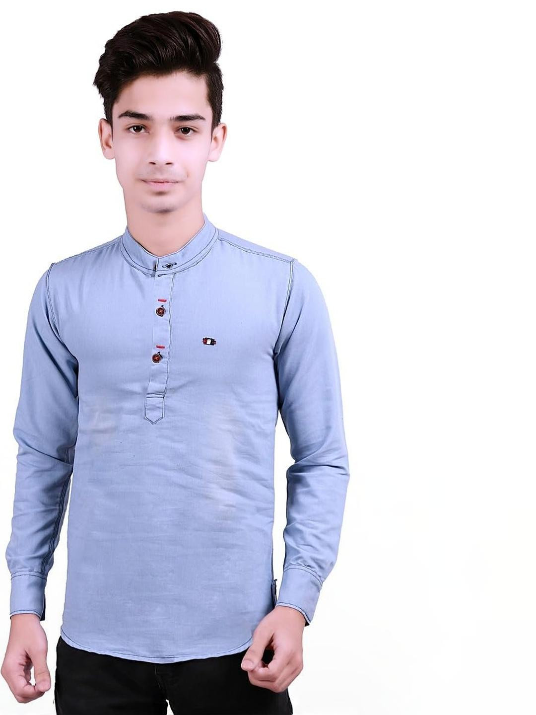 Buy SQS Boys Slim Fit Full Sleeve Denim Light Blue Color Shirt - Shirts ...