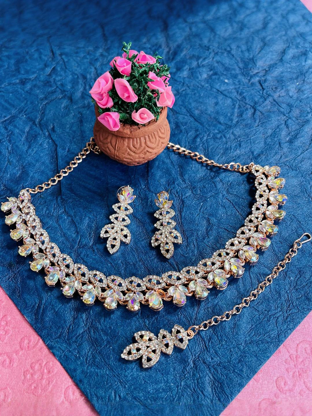 Buy Anouk Rose Gold Plated Stone Studded Jewellery Set - Jewellery Set ...