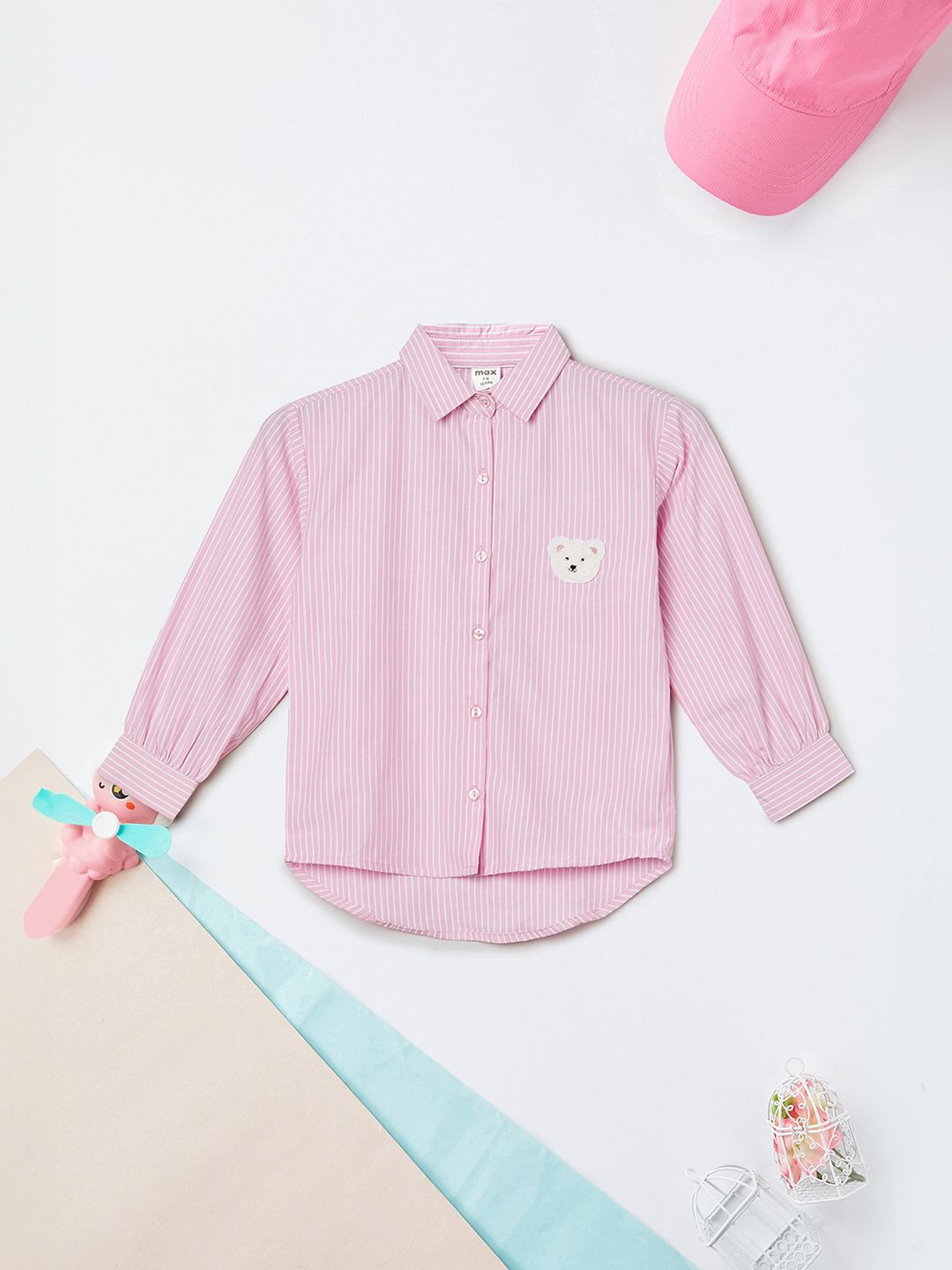 Buy Max Girls Vertical Striped Spread Collar Casual Shirt - Shirts for ...