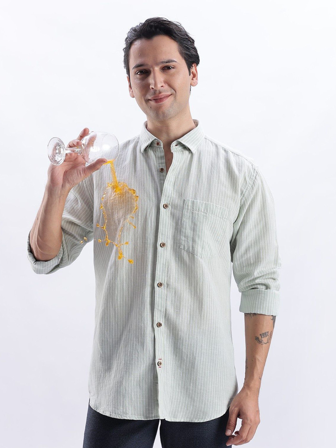 Buy TURMS Men Stain And Water Repellent Anti Odor Button Down Collar ...