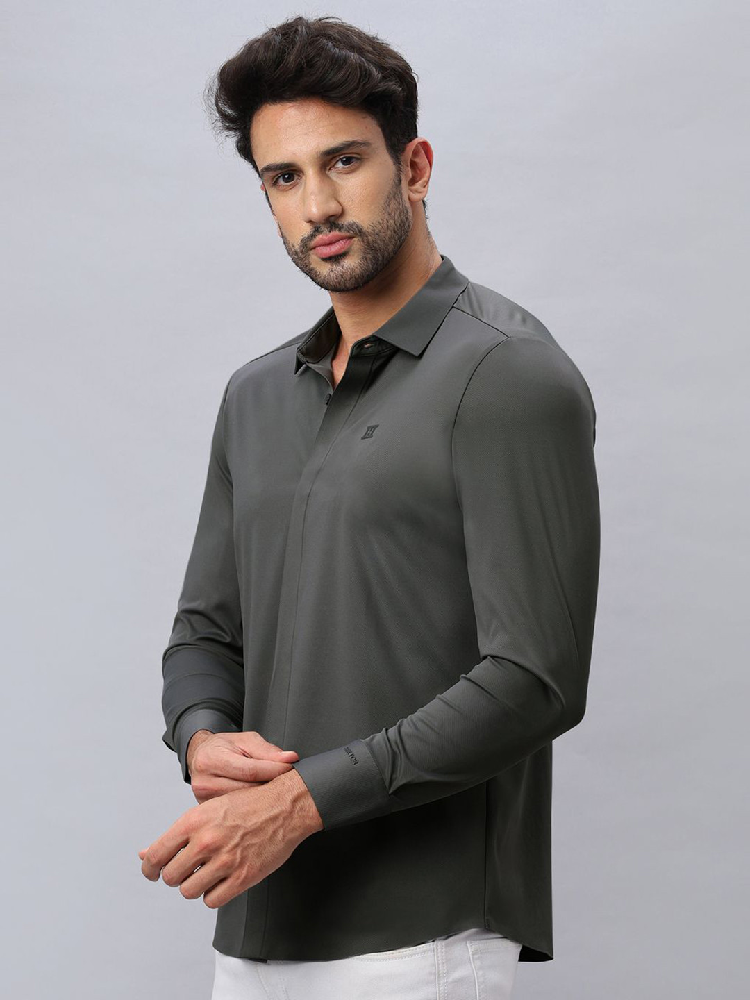 Buy Hektor Self Design Spread Collar Comfort Shirt - Shirts for Men ...