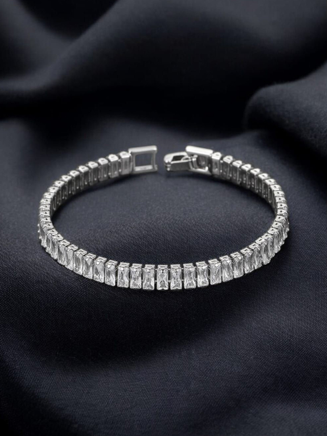 Buy Zabby Allen Silver Plated American Diamond Studded Wraparound ...