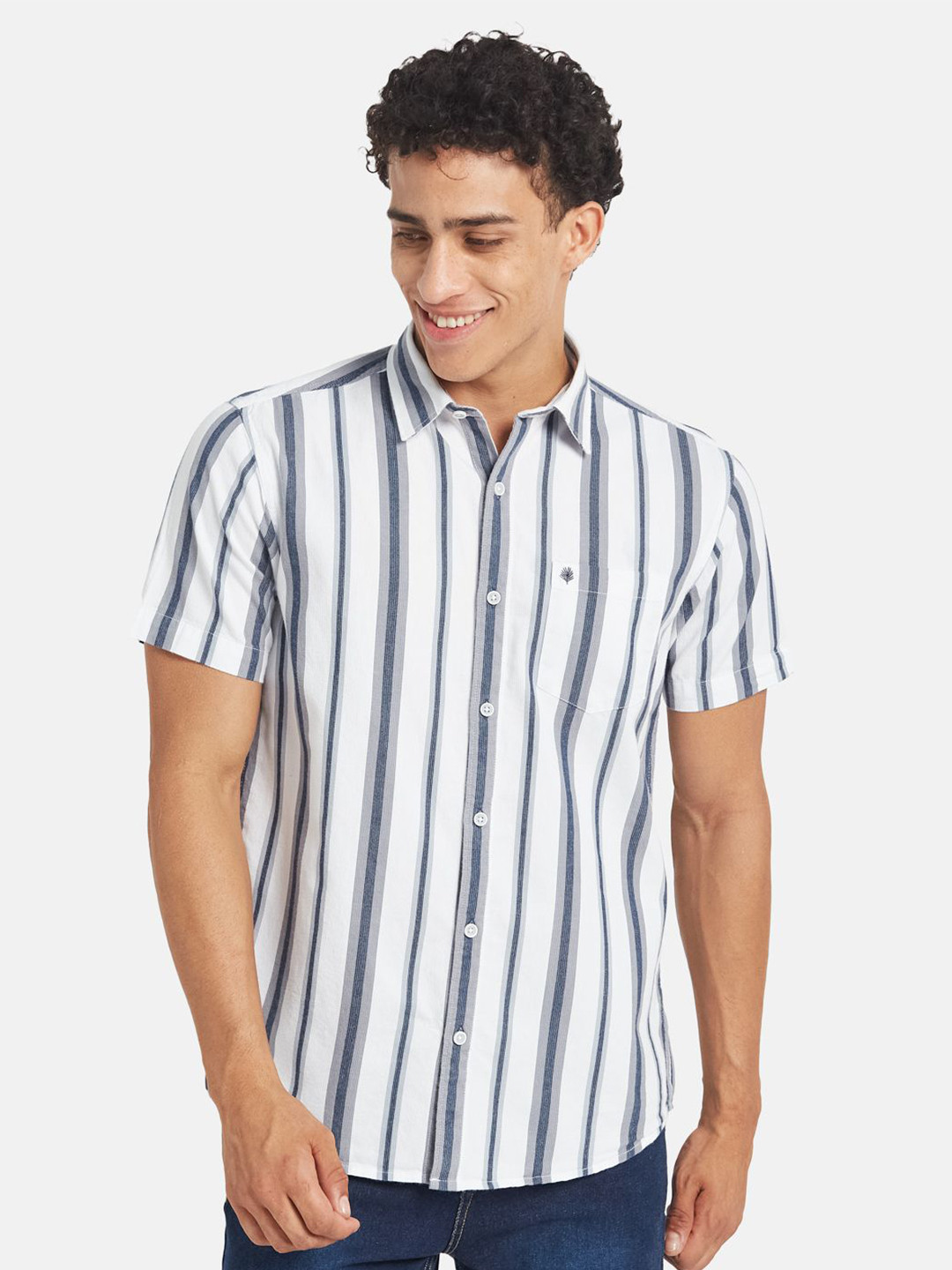 Buy METTLE SS25 Vertical Striped Spread Collar Cotton Casual Shirt - Shirts for Men 34748207 ...