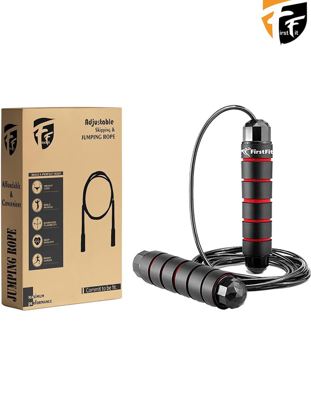 Buy FirstFit Black Adjustable Skipping Rope - Skipping Rope for Unisex ...