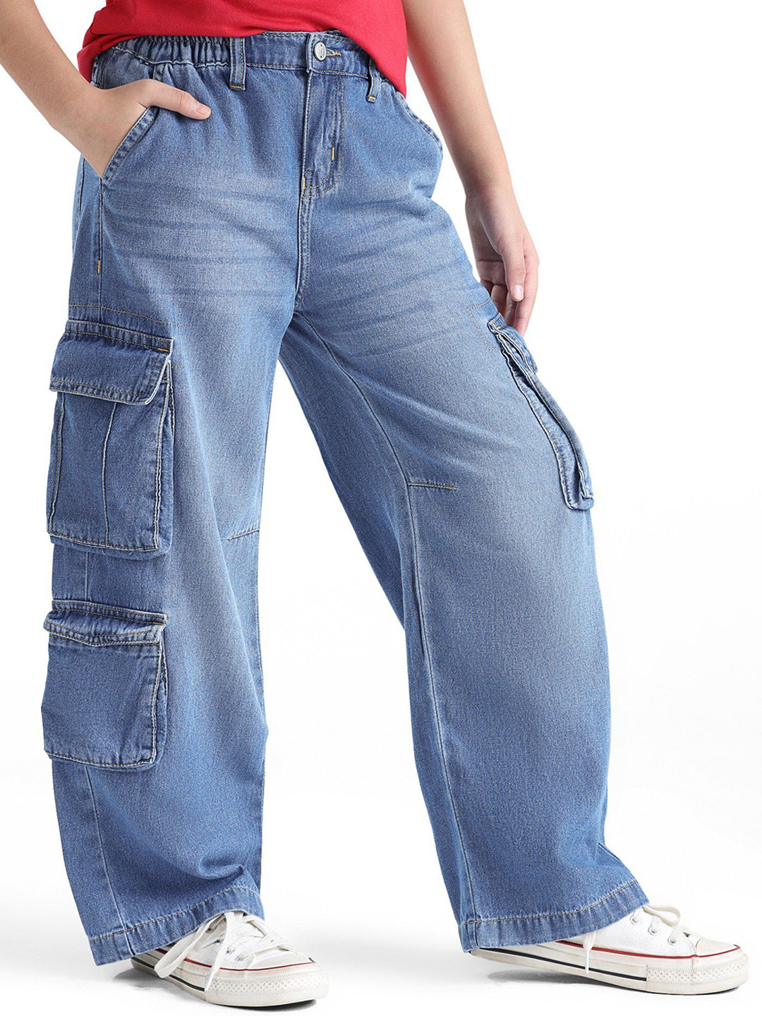 Buy ARIAS By LARA DUTTA Girls Baggy Fit Mid Rise Light Fade Cotton ...