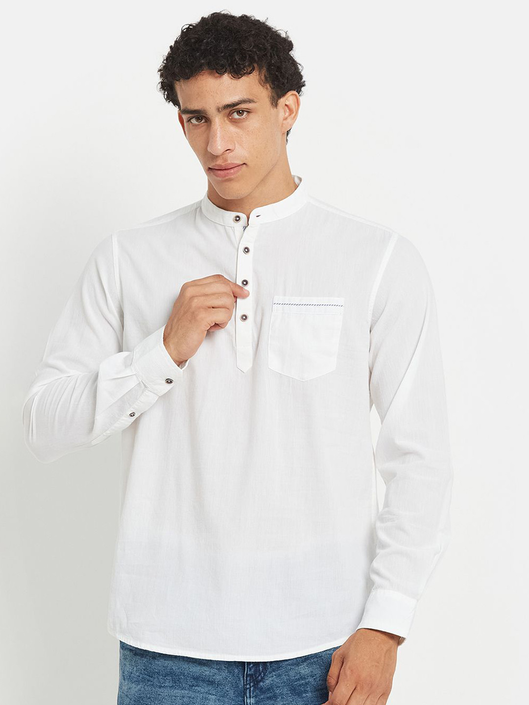 Buy METTLE Band Collar Cotton Kurta - Kurtas for Men 34785531 | Myntra
