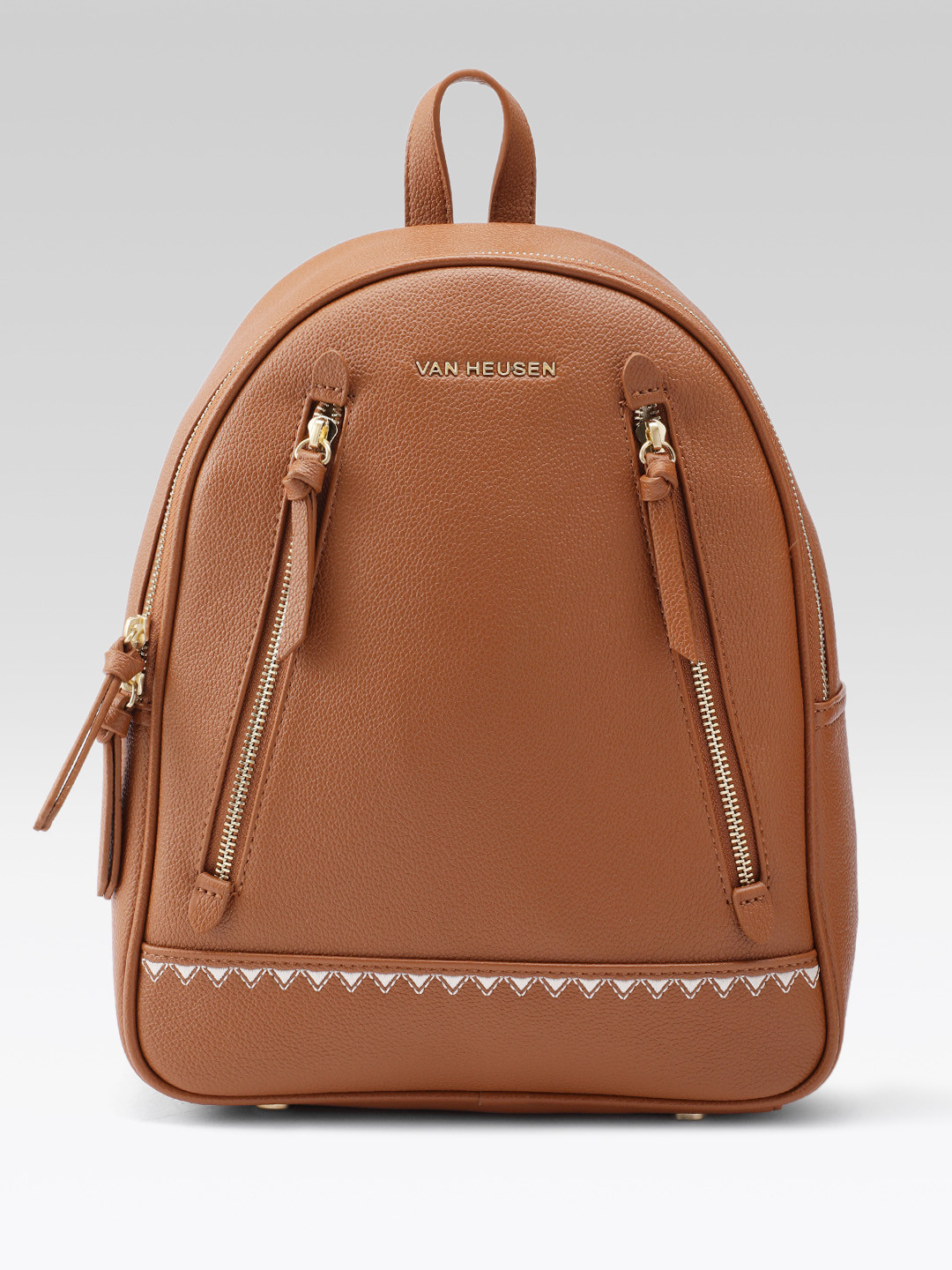 Buy Van Heusen Women Embroidered Backpack With Front Zip Pockets ...