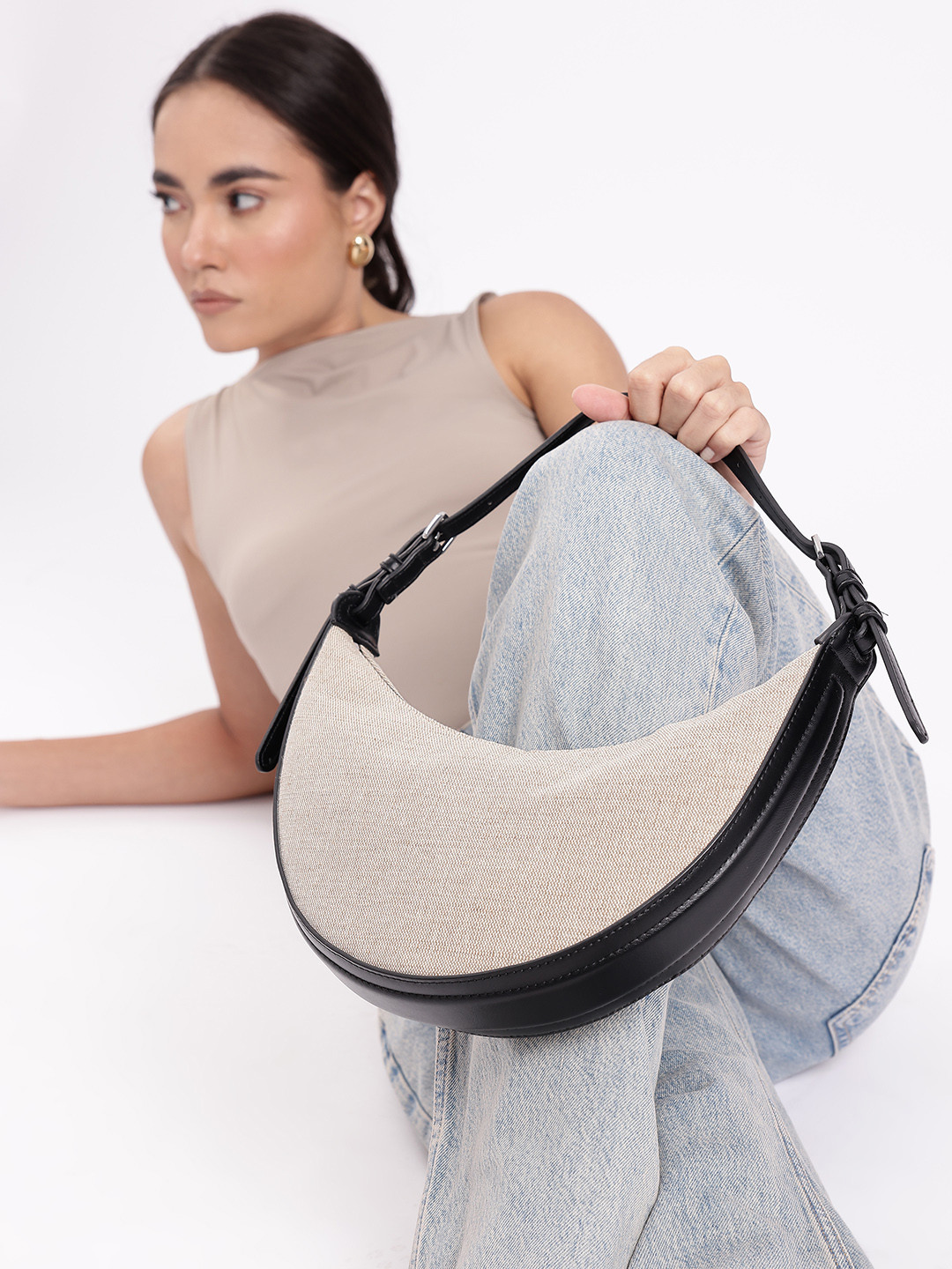 Buy MANGO Basket Weave Textured Shoulder Handbag - Handbags for Women ...