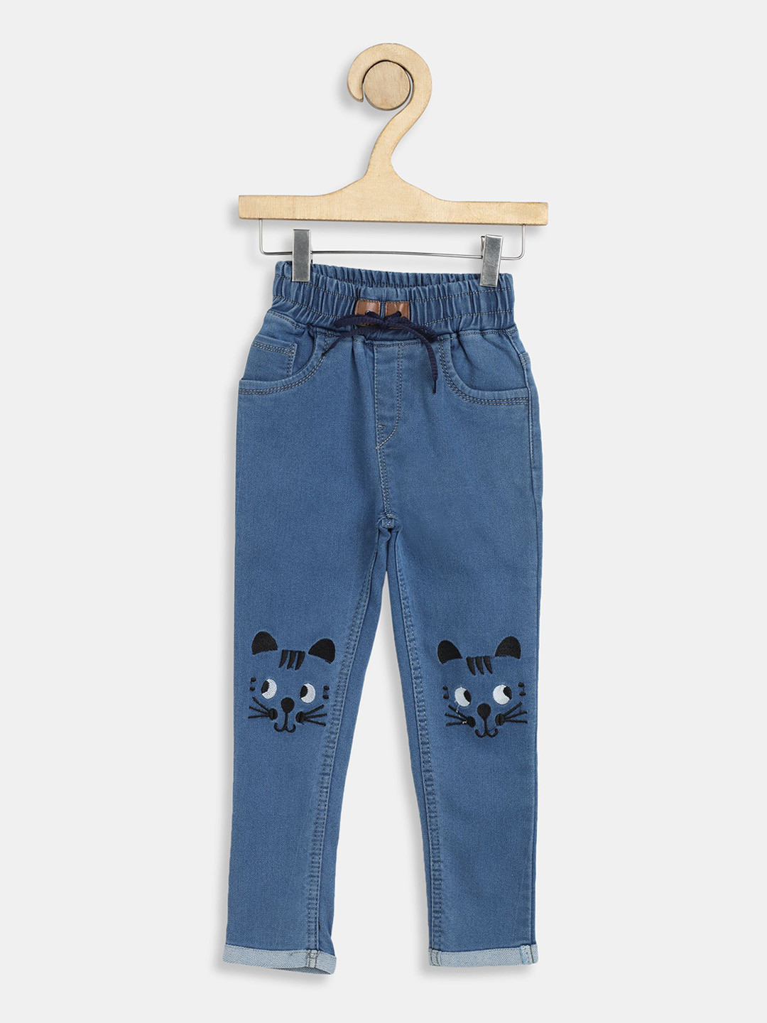 Buy YK Girls Jogger High Rise Light Fade Embroidered Jeans - Jeans for ...