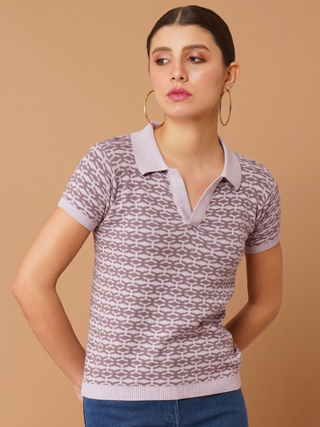 Buy Chemistry Geometric Print Cotton Shirt Style Crop Top - Tops for ...