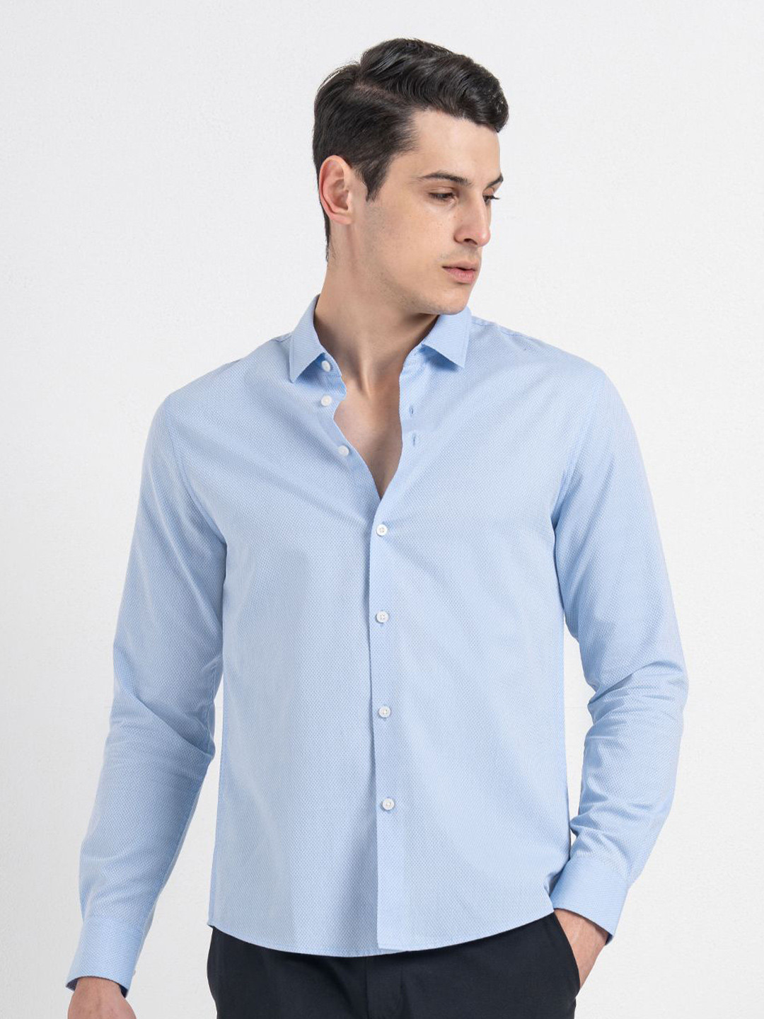 Buy Red Tape Men Dobby Structured Loose Fit Spread Collar Shirt ...