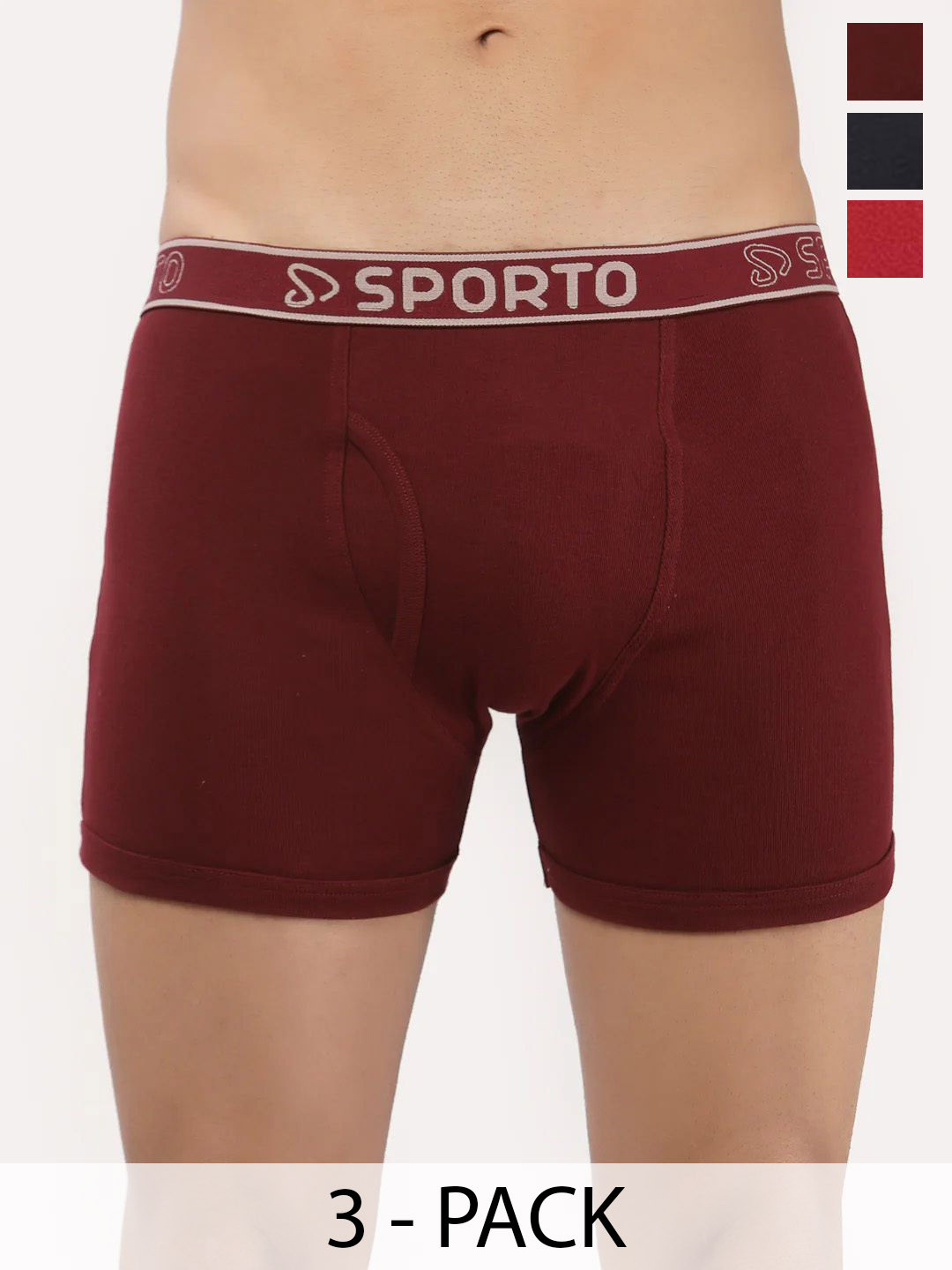 Buy Sporto By Macho Men Pack Of 3 Anti Rash Trunks Sprto_M1030 M(1) N(1 ...