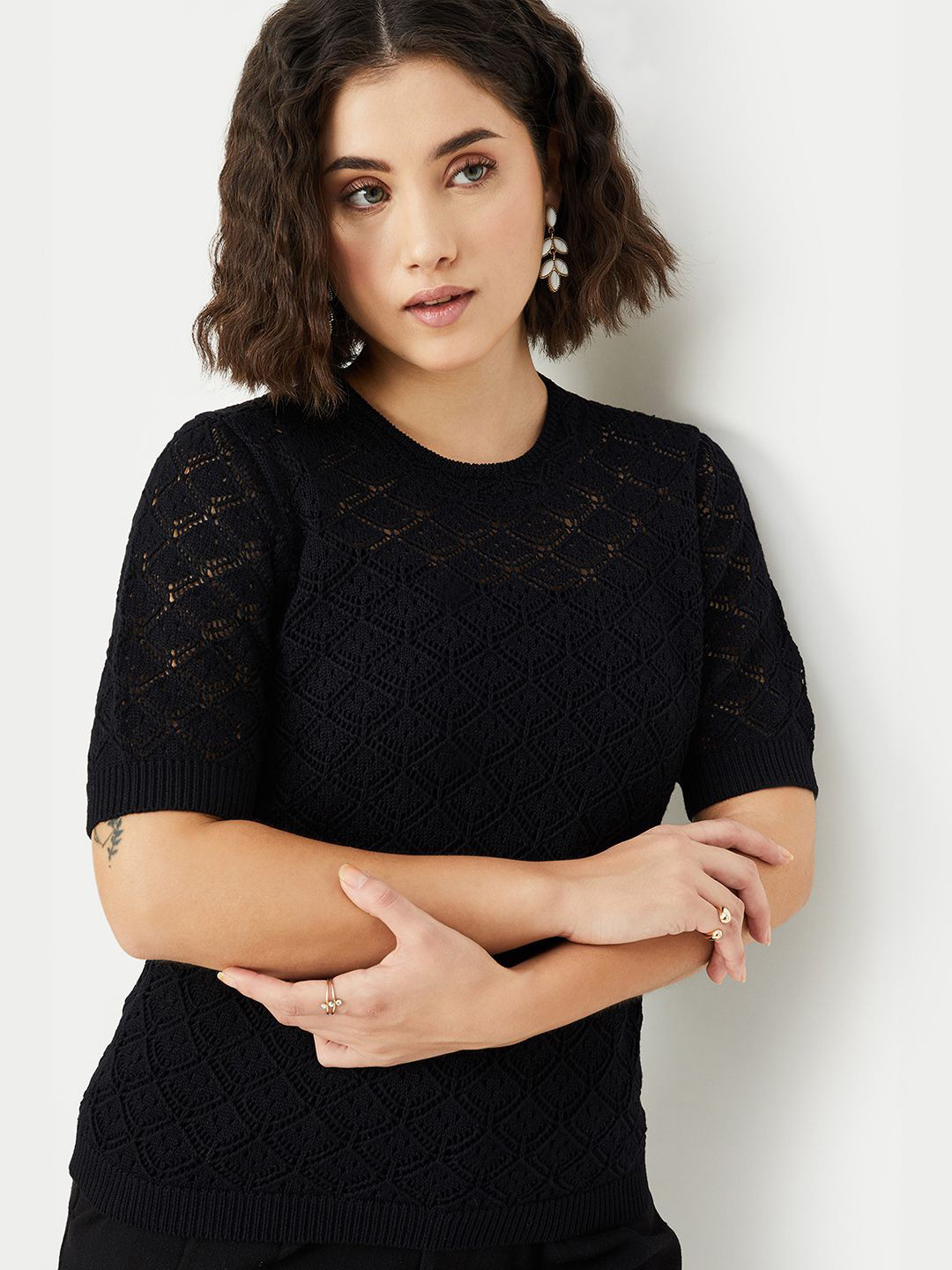 Buy Max Self Design Round Neck Top - Tops for Women 33138577 | Myntra