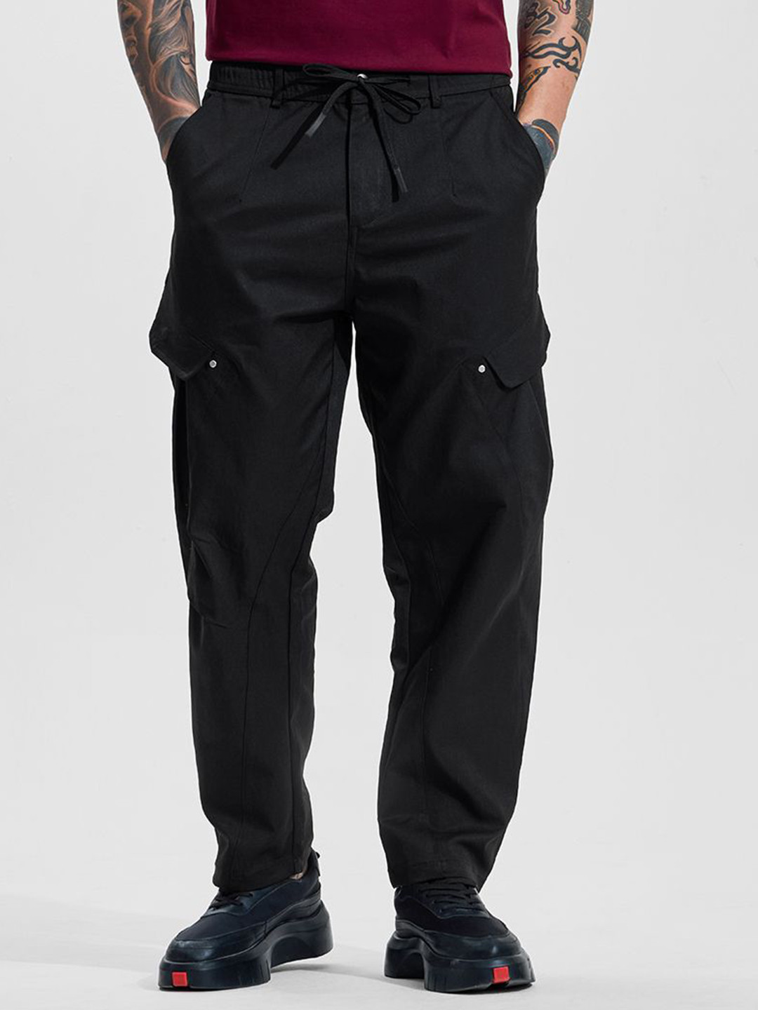 Buy Snitch Men Black Mid Rise Relaxed Fit Trouser - Trousers for Men ...