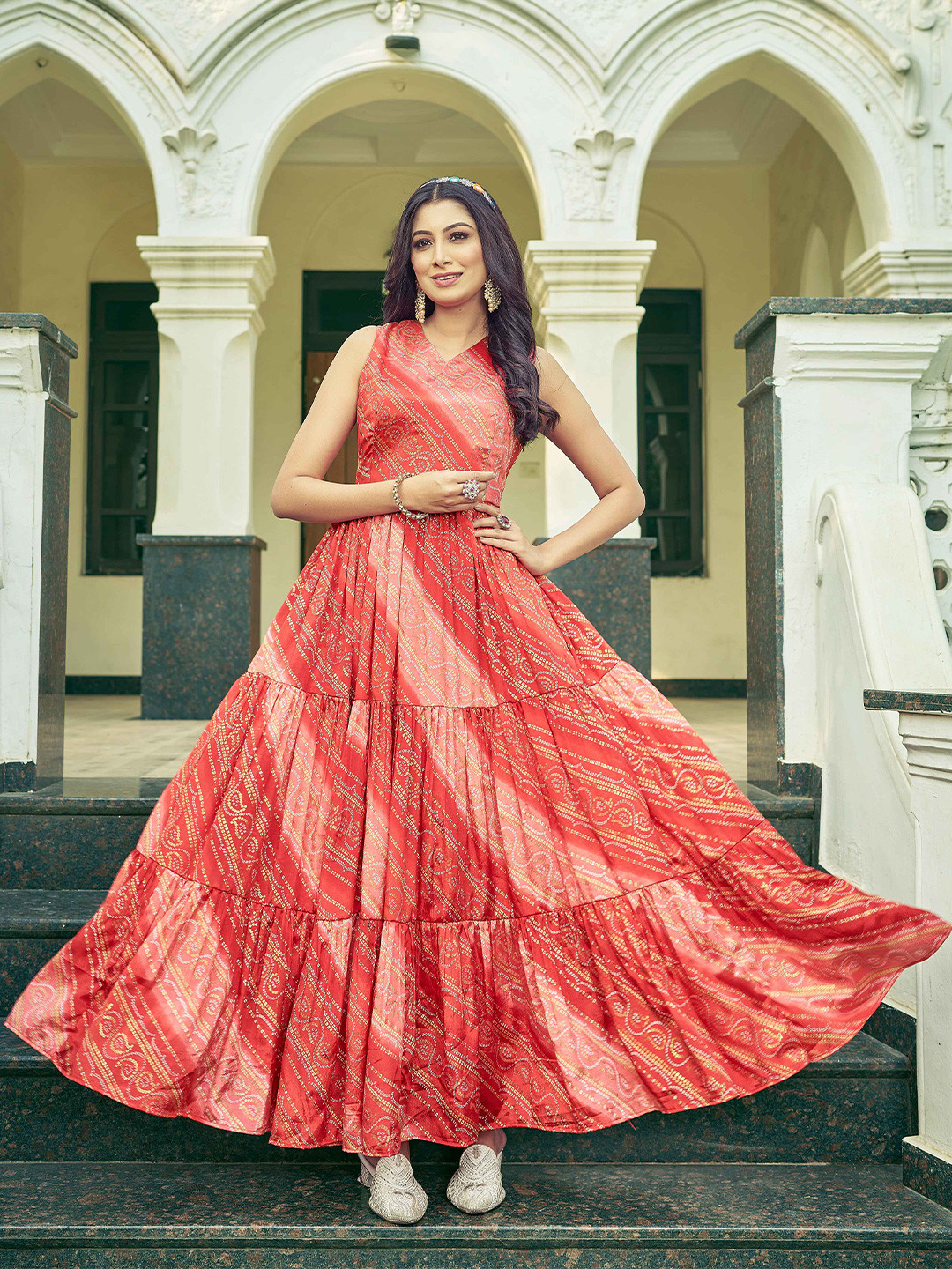 Buy CHANSI Bandhani Printed Ethnic Dress - Ethnic Dresses for Women ...