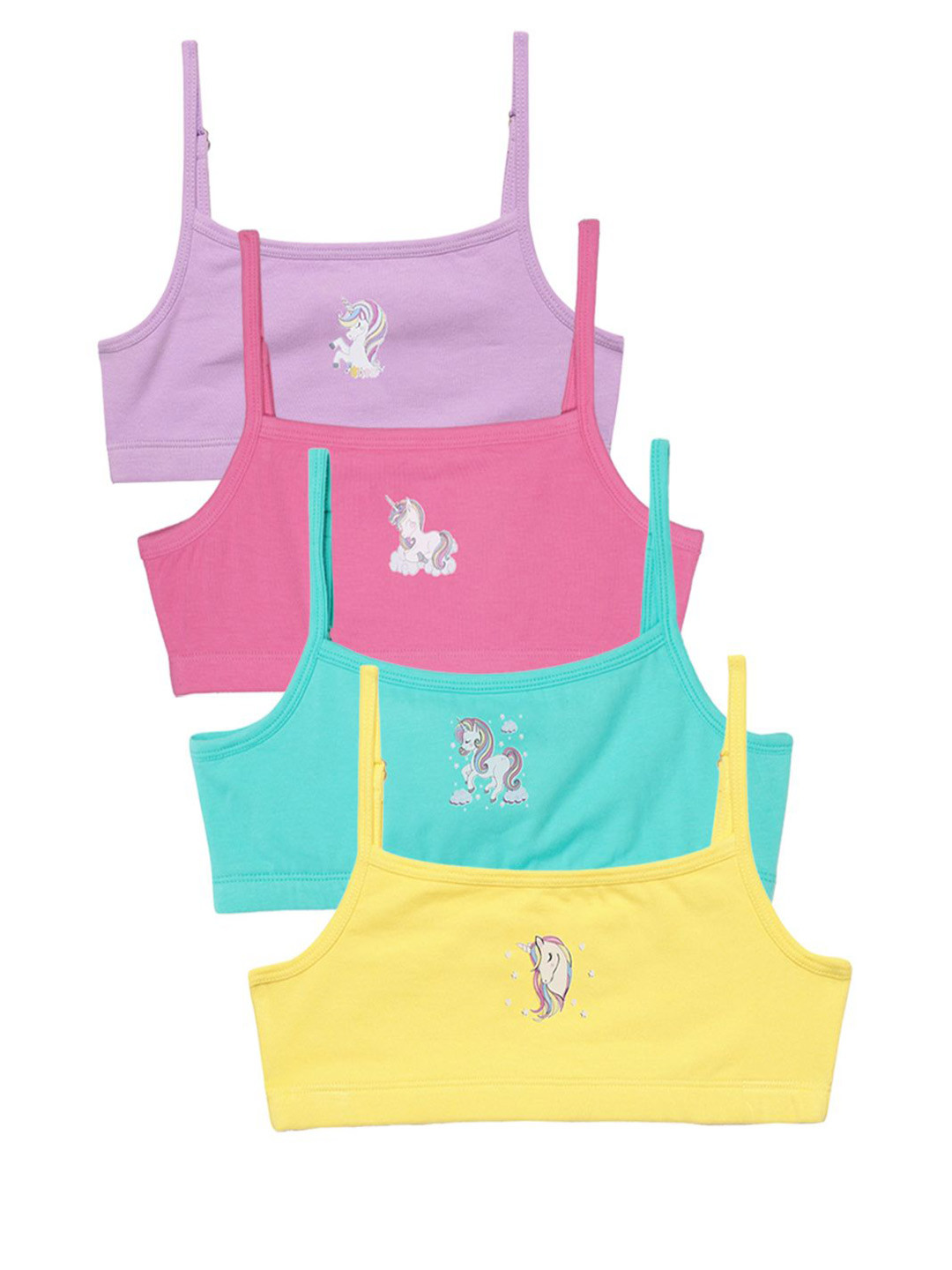 Buy Charm N Cherish Girls Pack Of 4 Unicorn Printed Full Coverage Beginners Bra - Bra for Girls ...