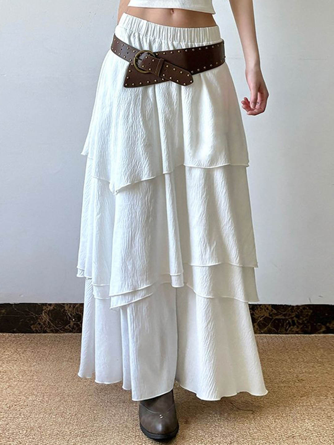 Buy LULU & SKY Women High Rise Tiered Maxi Skirts - Skirts for Women ...