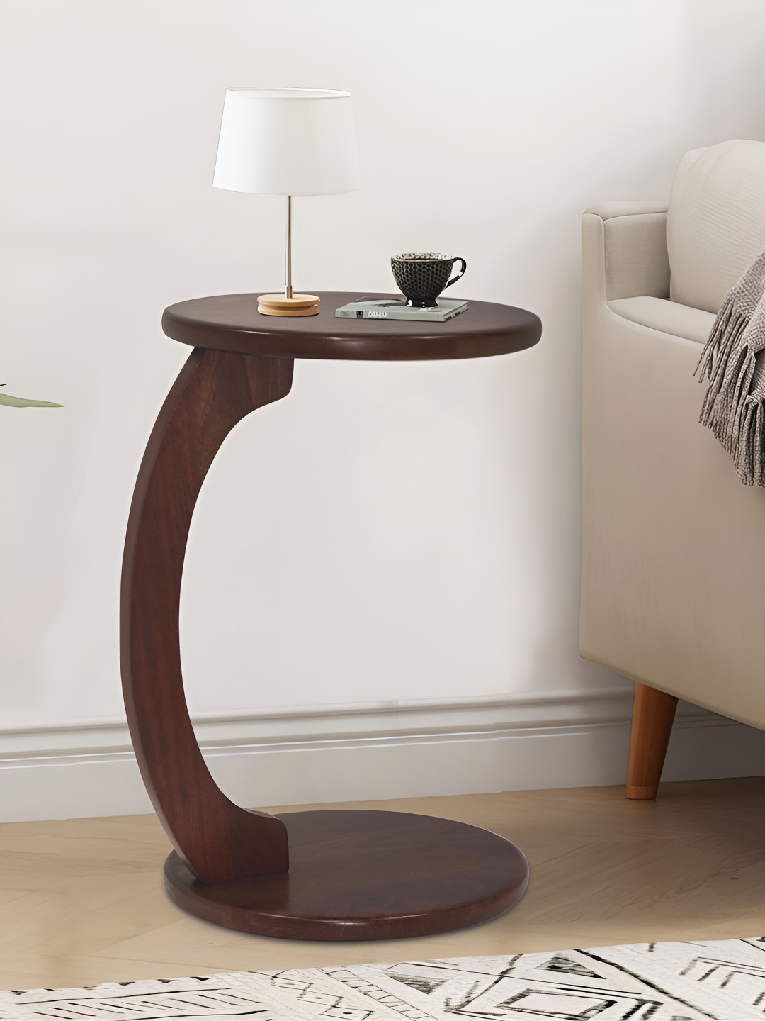 Buy Metalsmith Walnut Brown Wooden Oval Laptop Table - Laptop Table for ...