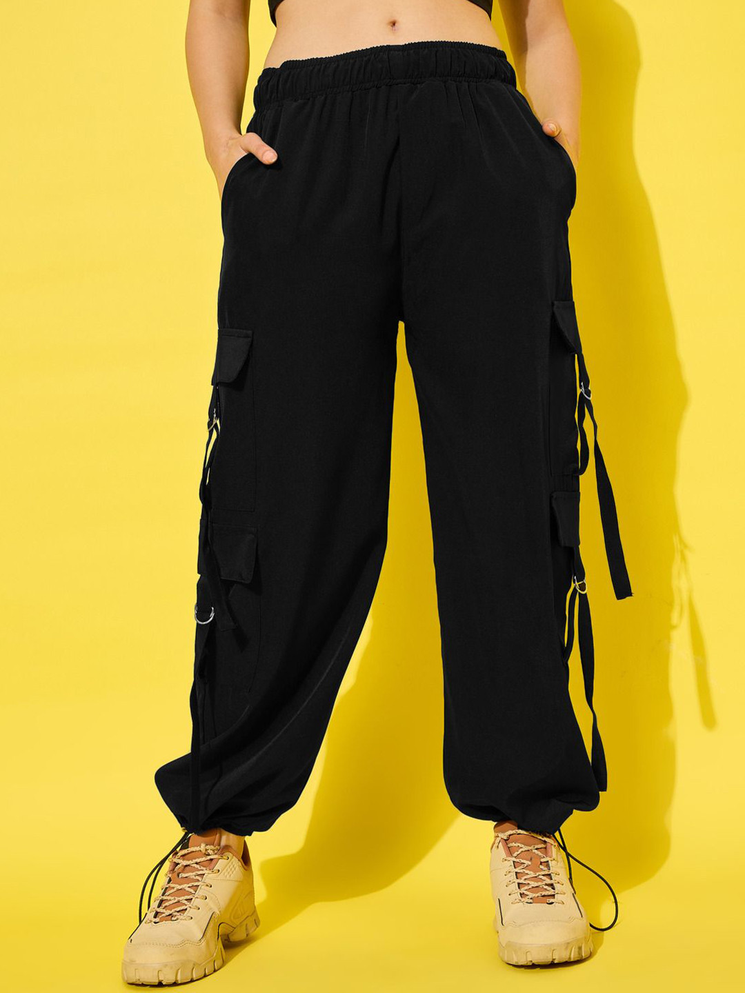 Buy DIMPY GARMENTS Women High Rise Loose Fit Cargos Trousers - Trousers ...