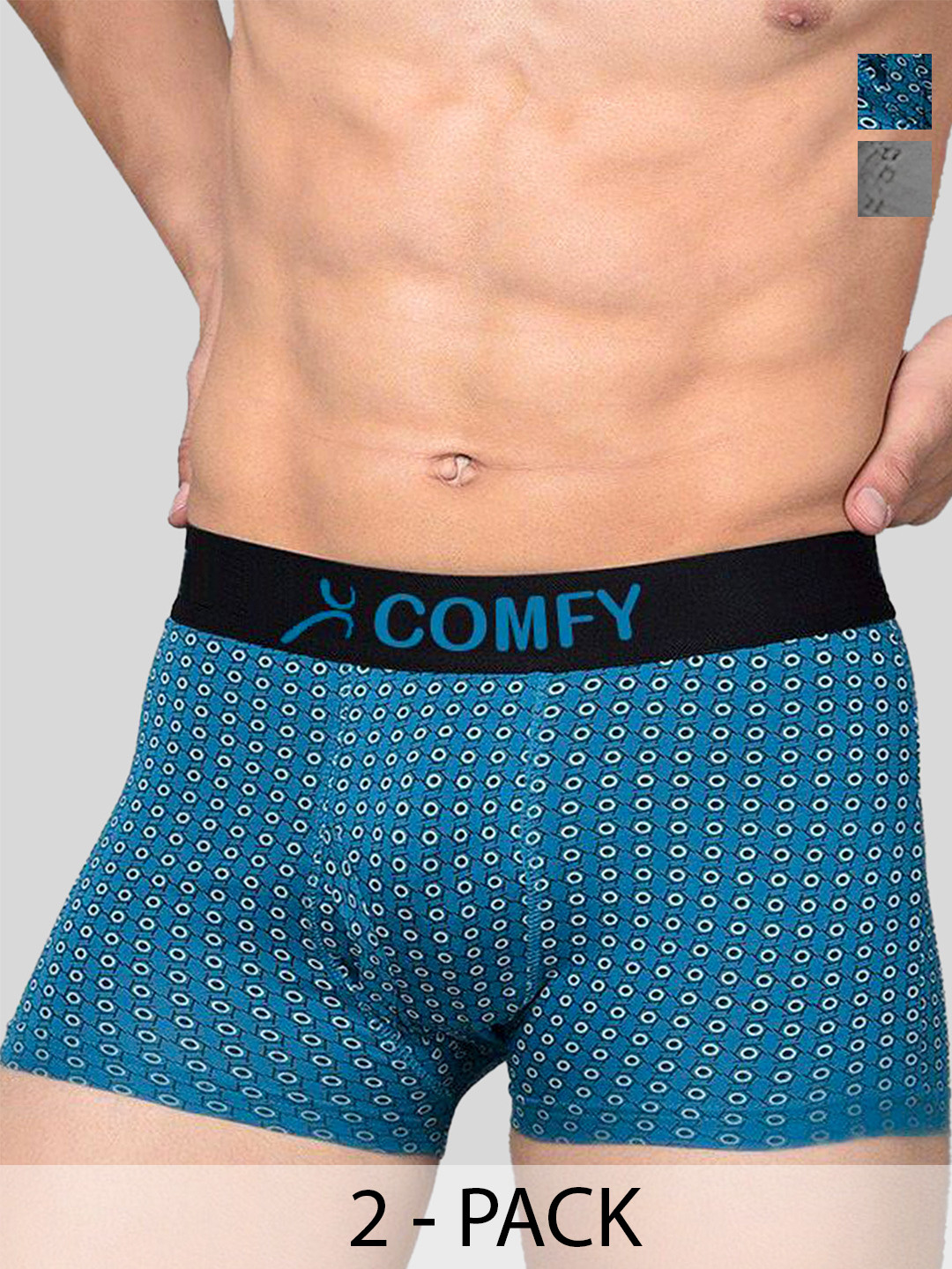 Buy AMUL COMFY Men Pack Of 2 Printed Breathable Trunks ACM101BTRNK BL ...