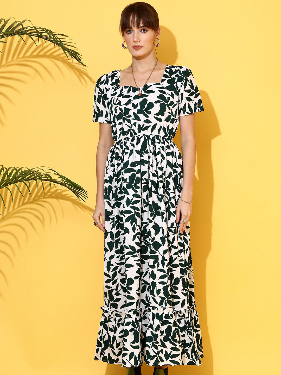 Buy De La Moda Floral Print Crepe Fit & Flare Maxi Dress - Dresses for ...