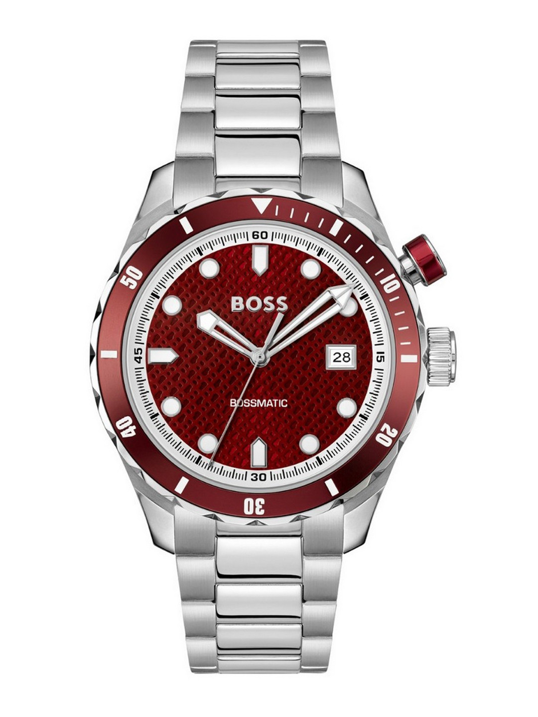 Buy BOSS Bossmatic Men Textured Dial & Reset Time Automatic Solar ...