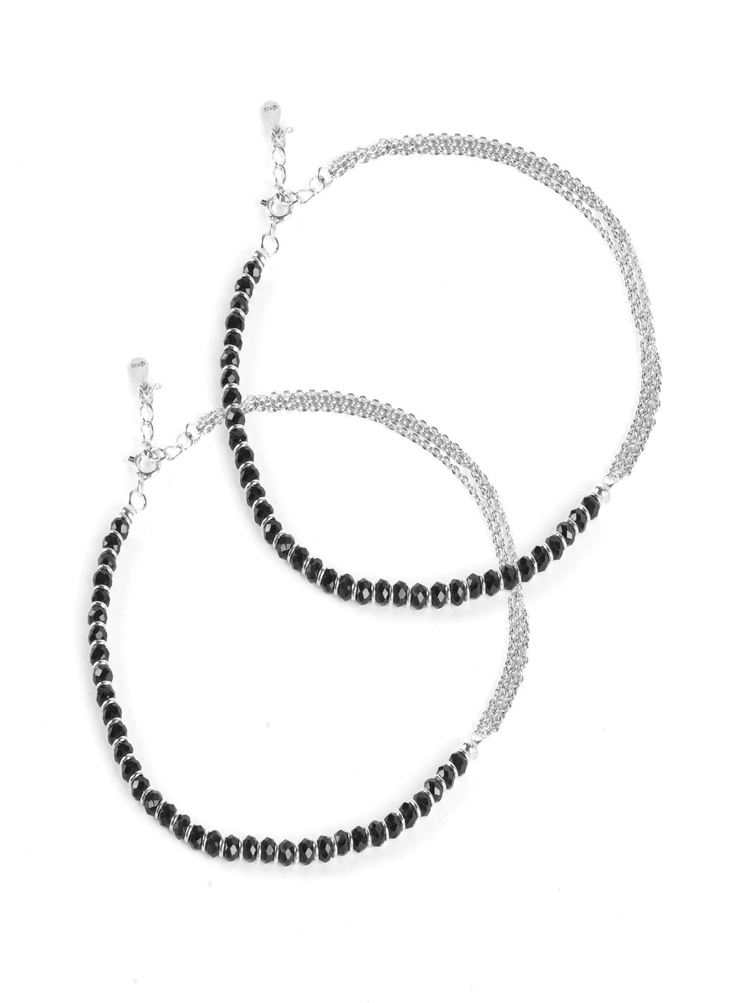 Buy Paavni Set Of 2 92.5 Sterling Silver Rhodium Plated Artificial ...