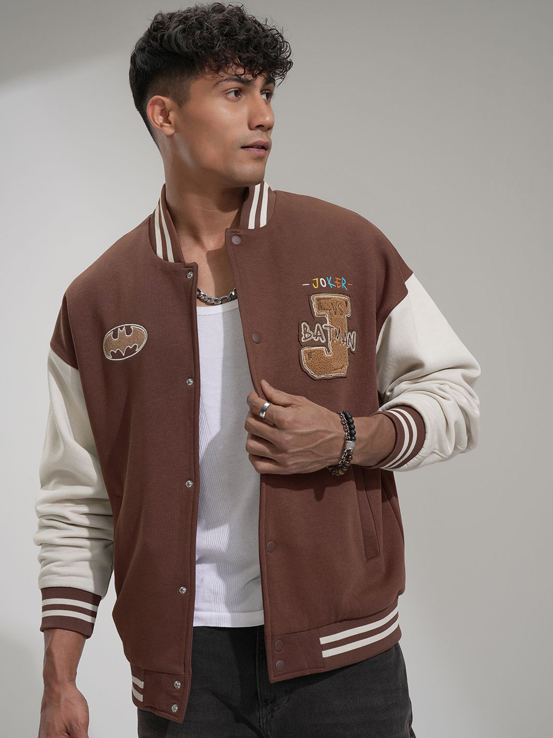 Buy HIGHLANDER Warner Bros Batman Men Oversized Varsity Jacket ...