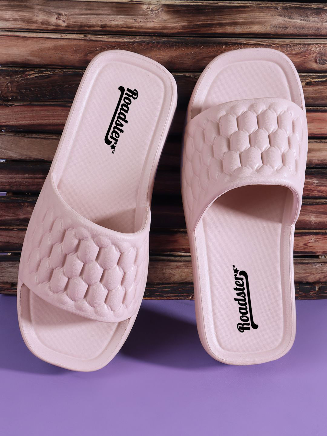 Buy The Roadster Lifestyle Co. Women Self Design Sliders Flip Flops ...