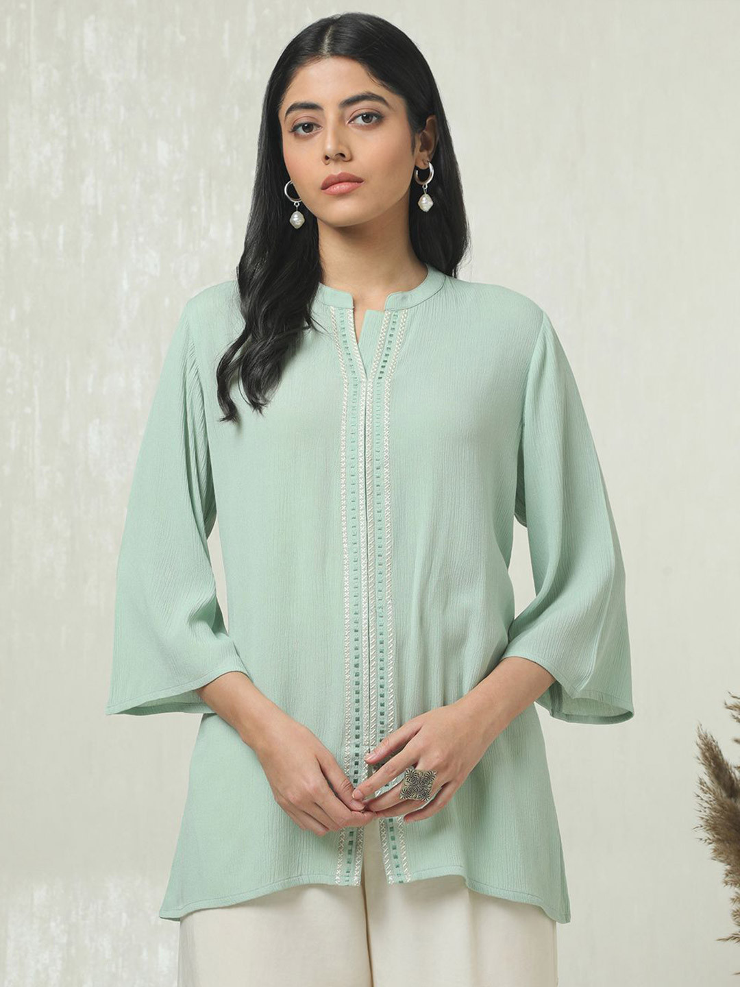 Buy Soch Women Embroidered Mandarin Collar Tunic - Tunics for Women ...